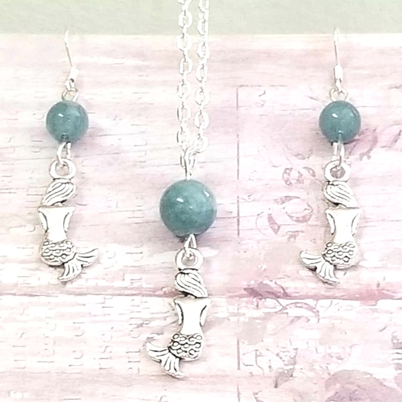 Handmade | Jewelry | Aquamarine Mermaid Jewelry Set Silver Mermaid ...